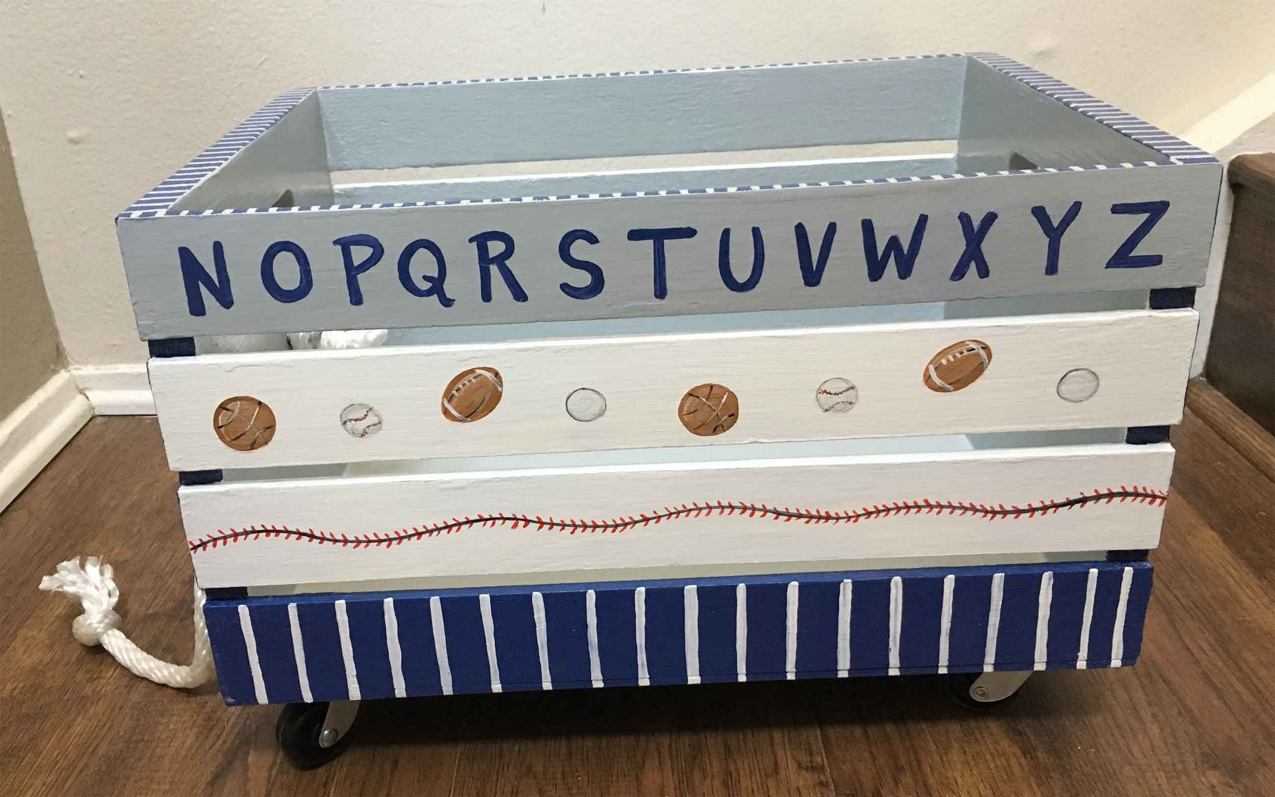 Sports Crate Toy Box, Sports Crate Book Box, Hand Painted Toy Storage ...