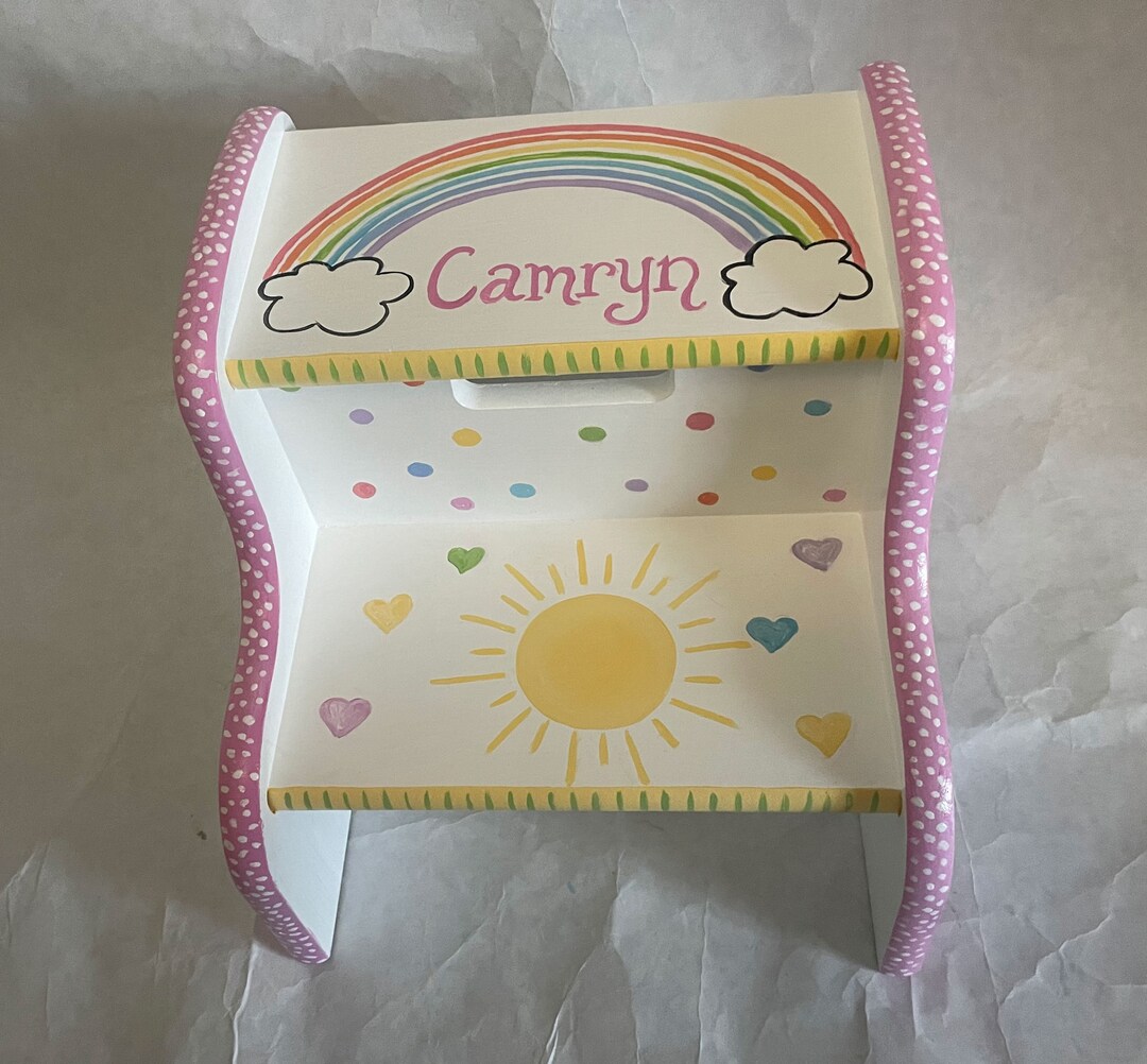 Rainbow Step Stool, Hand Painted Step Stool, Child's Step Stool, Baby ...
