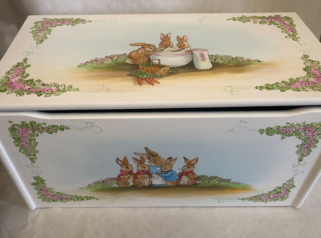 Toy Box, Hand Painted Toy Box, Kids Painted Toy Chest, Peter Rabbit Toy ...