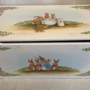 Toy Box, Hand Painted Toy Box, Kids Painted Toy Chest, Peter Rabbit Toy ...