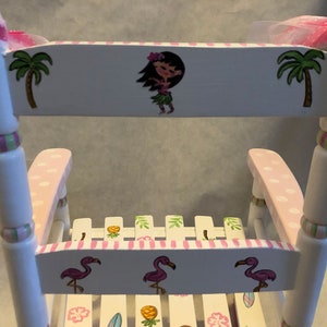 Tropical Kids Rocking Chair, Pink Tropical Rocker, Girls Painted Surf ...