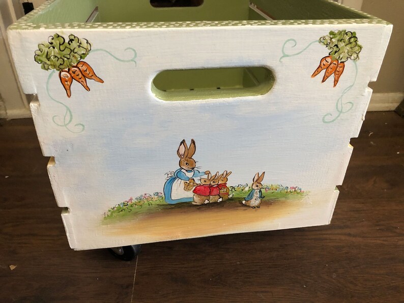 Peter rabbit toy box crate book box crate book storage kids | Etsy