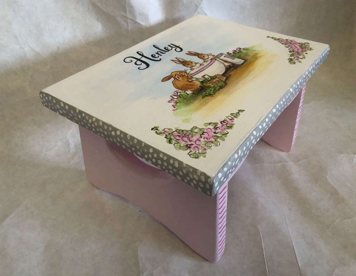 Child's Step Stool Hand Painted Kids Step Stool Peter | Etsy
