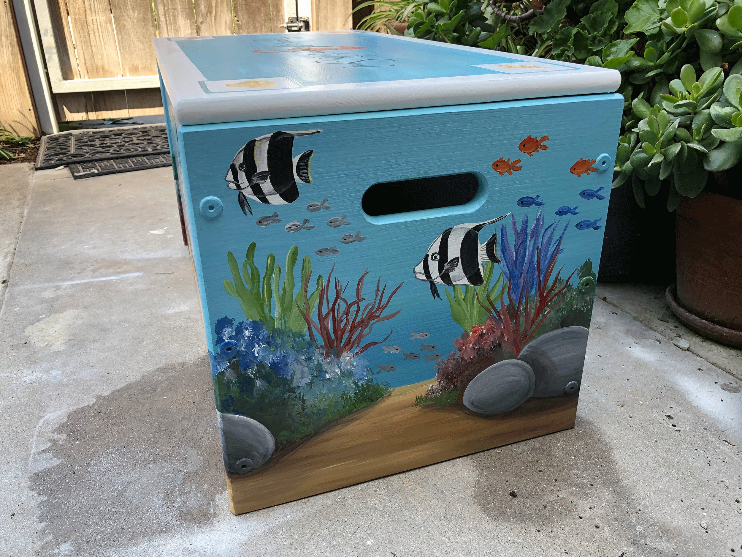 Fish Toy Box Hand Painted Storage Chest Children's | Etsy