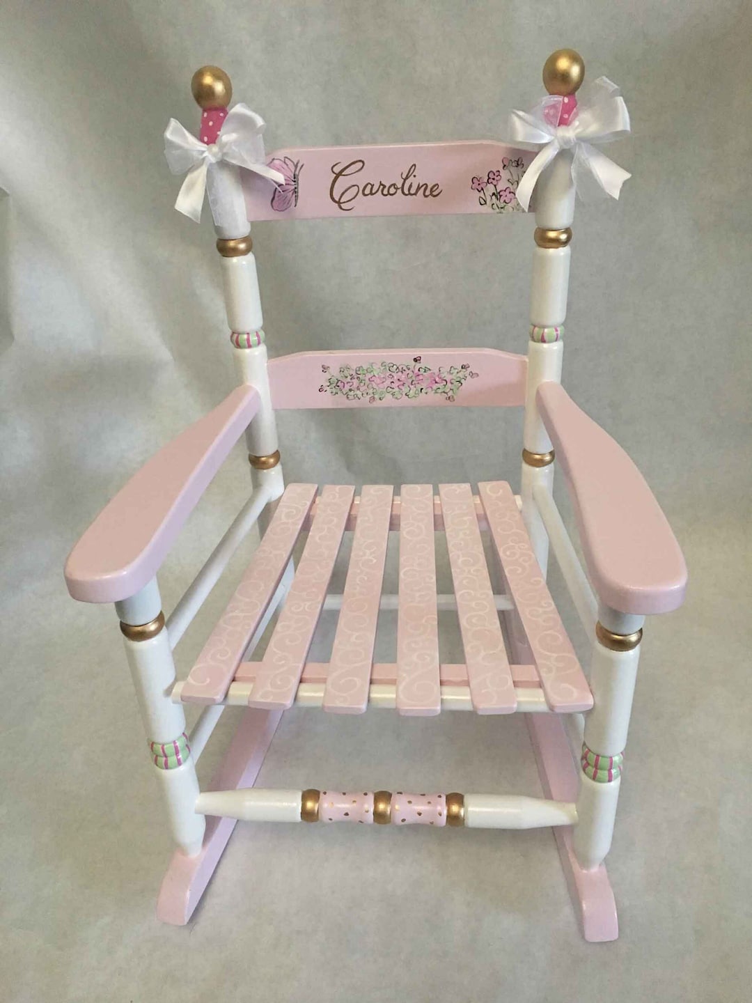 Child's Rocking Chair, Pinks Kids Rocker, New Baby Gift, Kids Painted ...