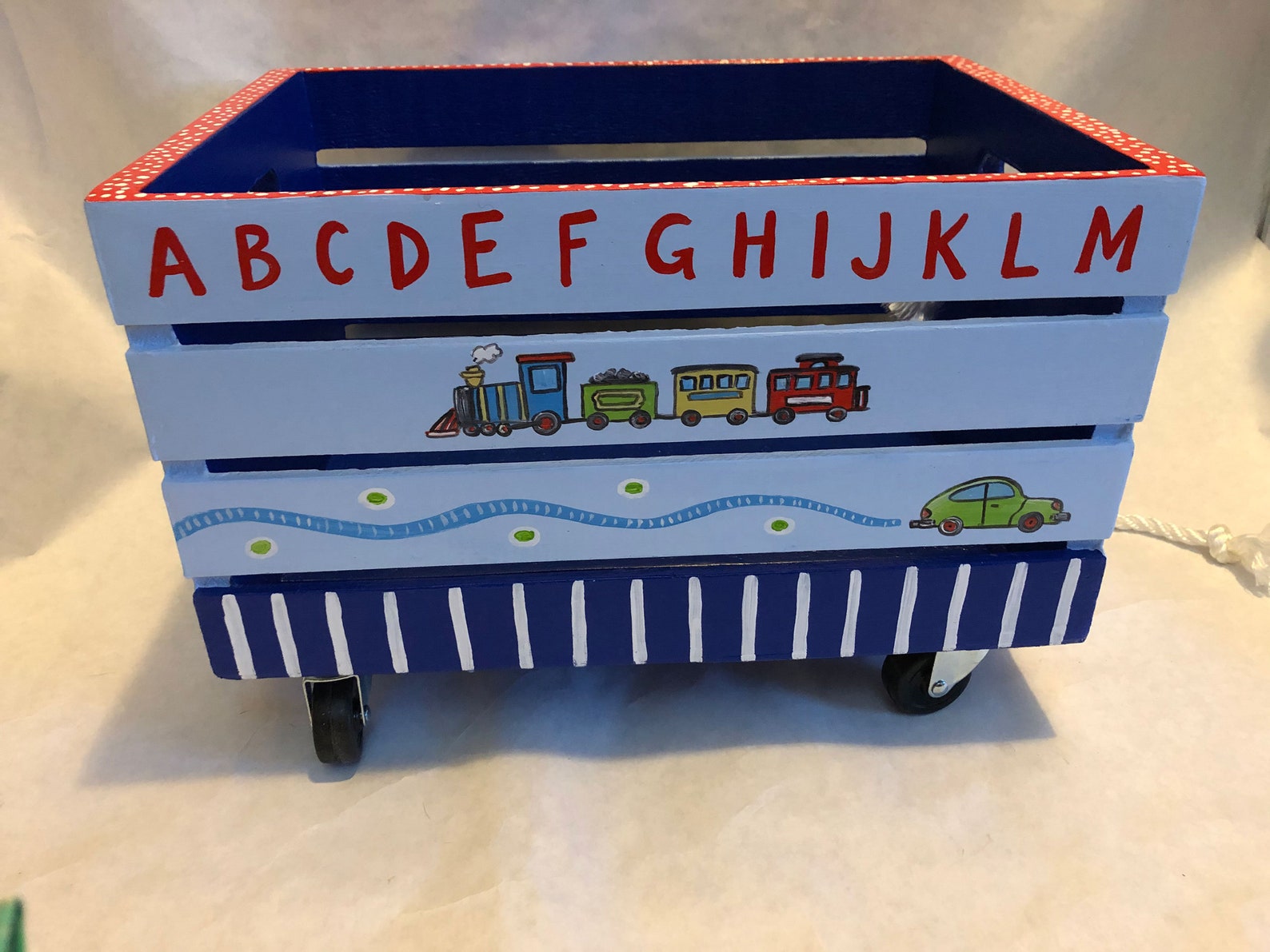 Train Book Box Crate, Train Toy Box Crate, Painted Toy Box Crate, New ...