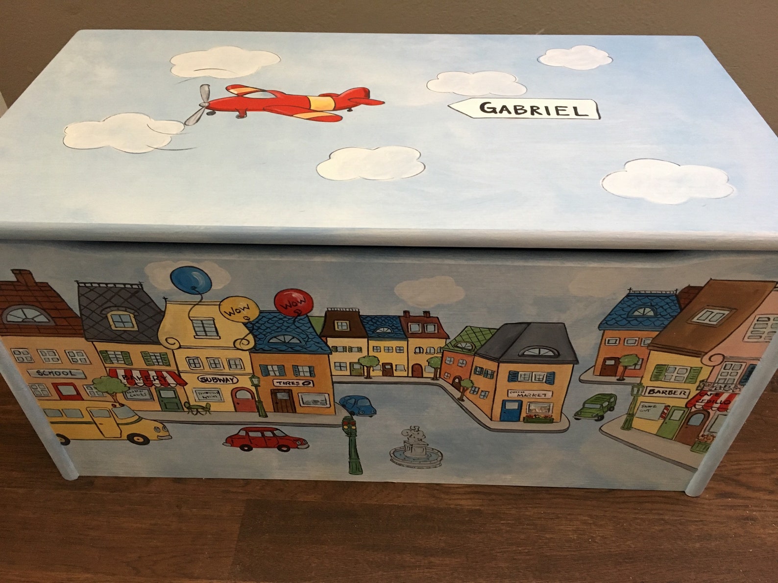 Toy Box, Painted Toy Box, Boys Hand Painted Toy Box, Children's Toy Box ...