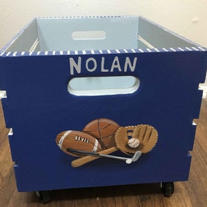 Sports Crate Toy Box, Sports Crate Book Box, Hand Painted Toy Storage ...