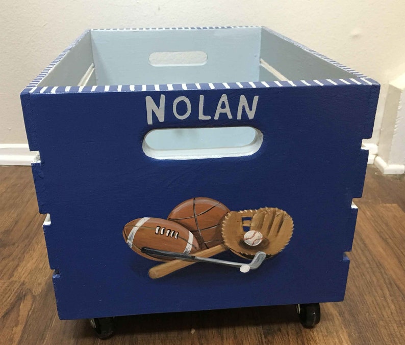Sports Crate Toy Box, Sports Crate Book Box, Hand Painted Toy Storage ...