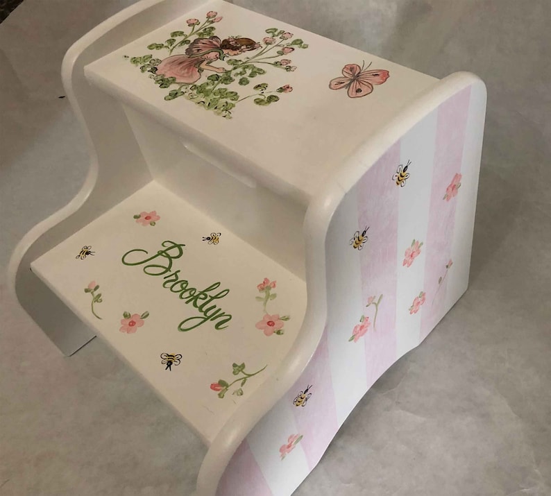 Hand Painted Step Stool, Painted Kids Step Stools, Fairy Step Stool ...