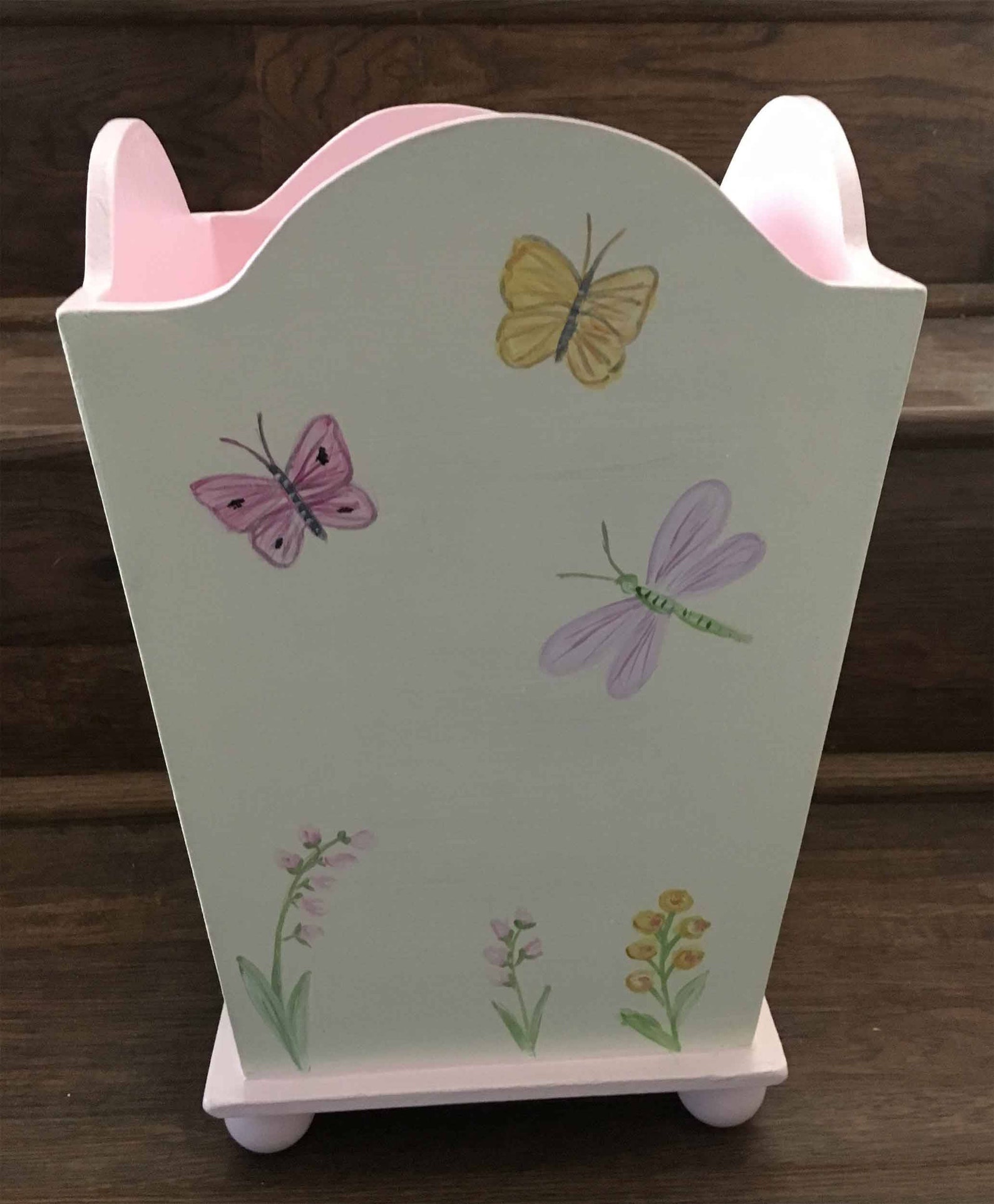 Butterfly Waste Basket, Hand Painted Waste Baskets, Bathroom Waste ...