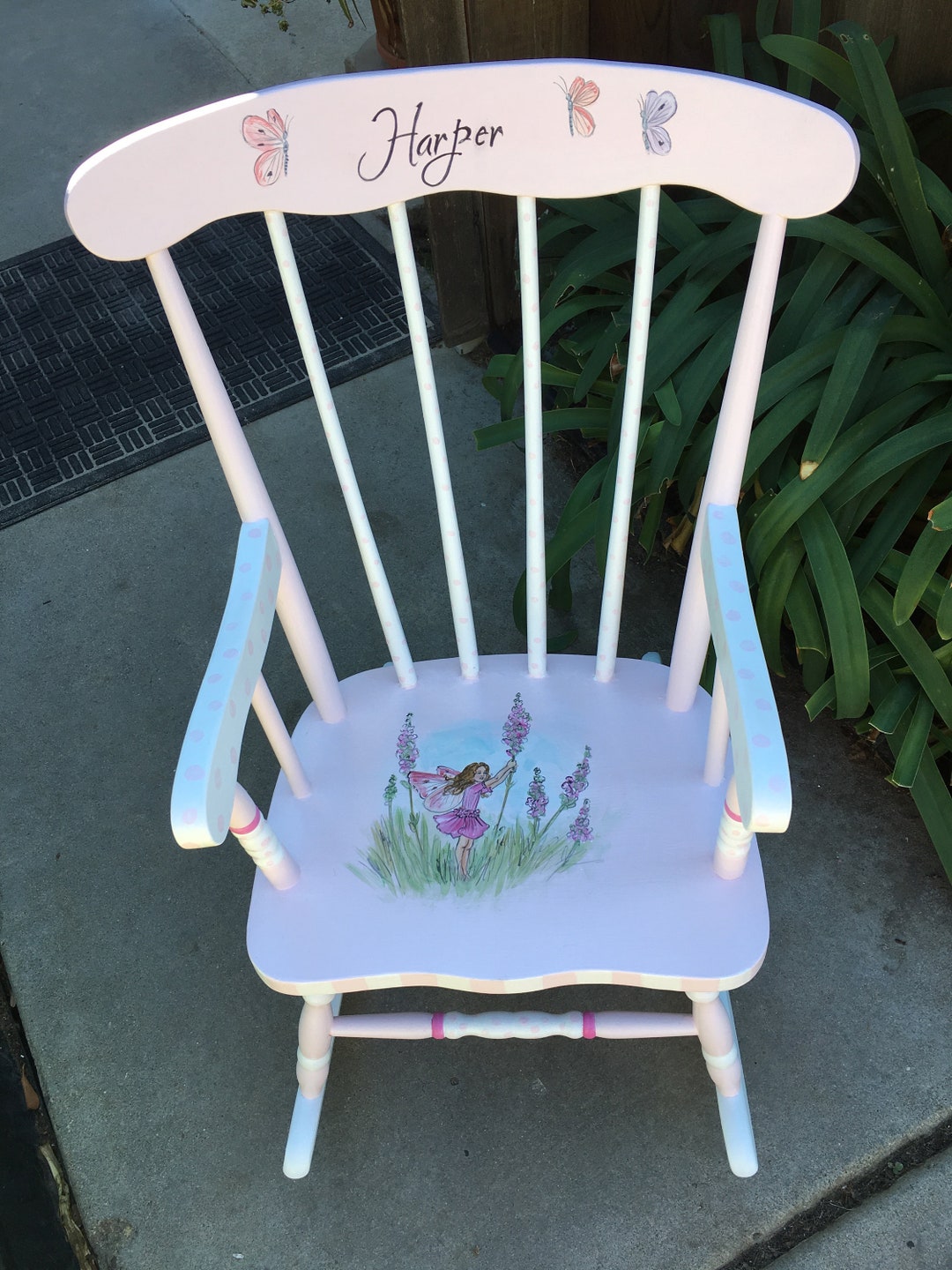 Pink Fairy Rocking Chair, Hand Painted Rocking Chair, Children's ...