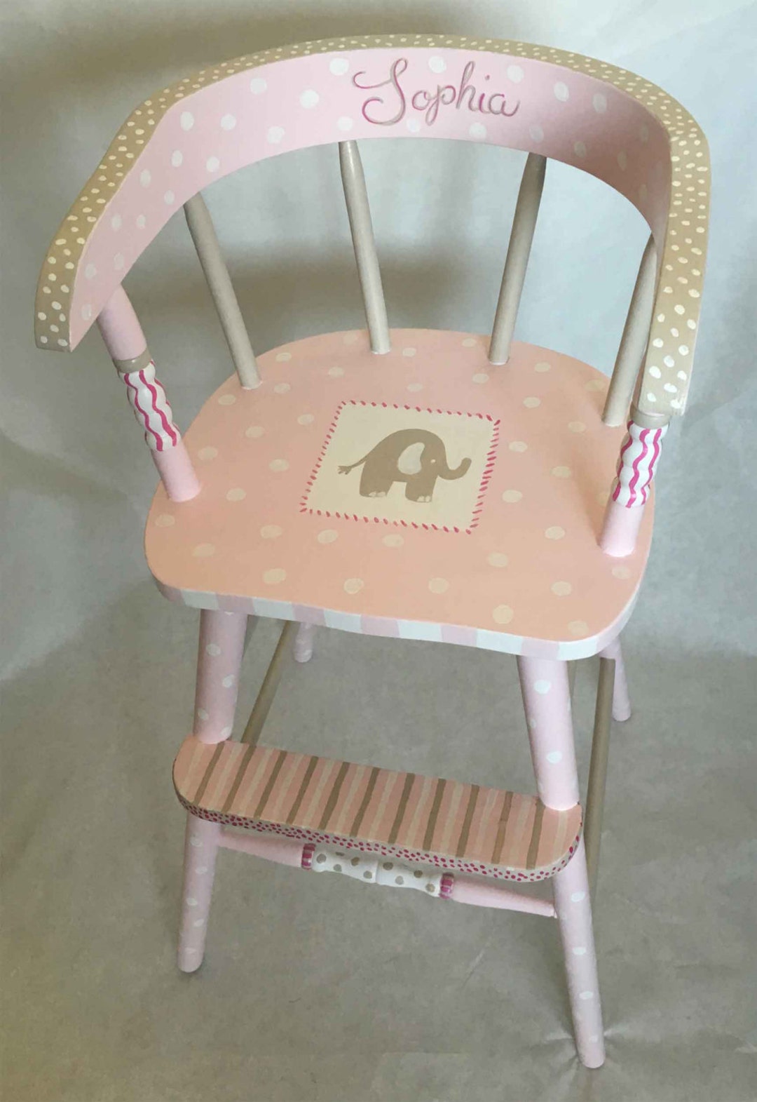 Pink Elephant Youth Chair, Hand Painted Children's Furniture, High ...