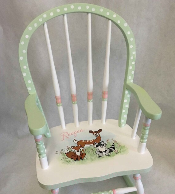 Child's rocking chair hand painted furniture painted | Etsy