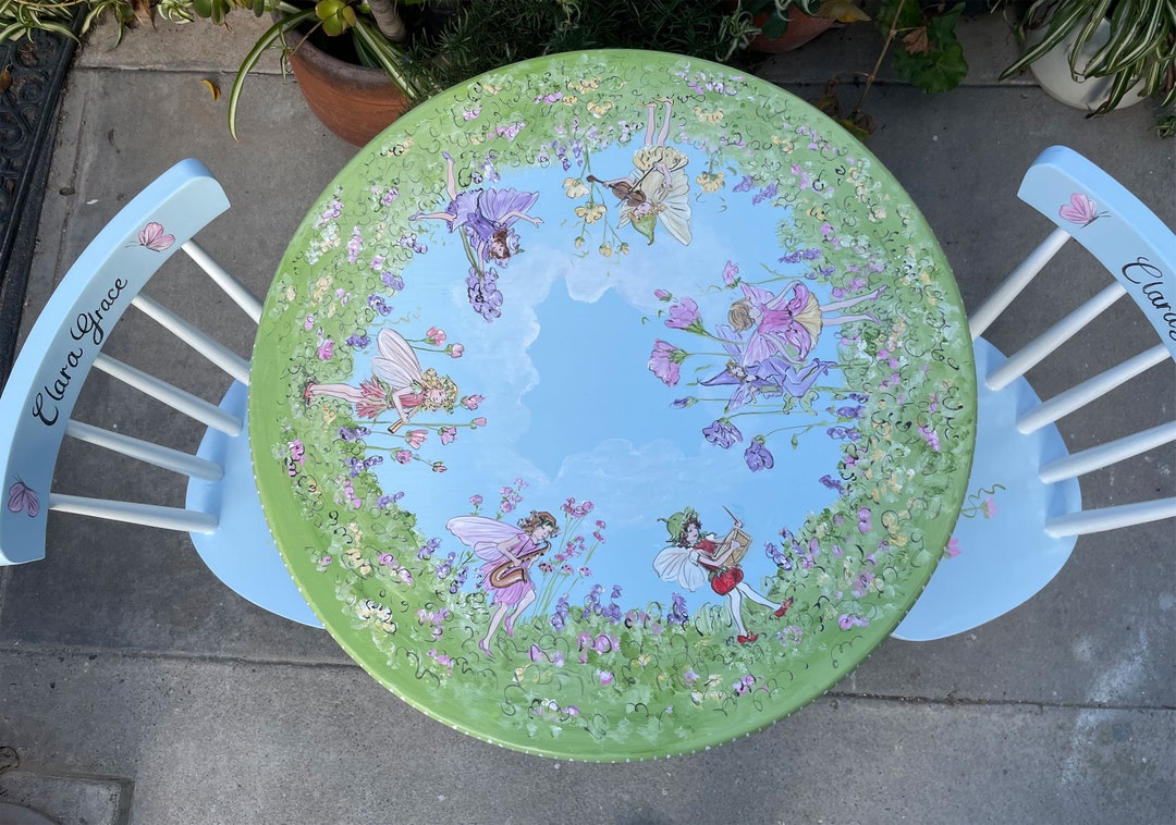 Hand Painted Kids Table Set, Fairly Table Set, Children's Furniture ...