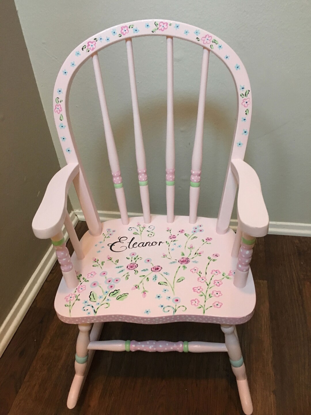 Kids Bow Back Rocking Chair, Hand Painted Pink Child's Rocker, Pink ...
