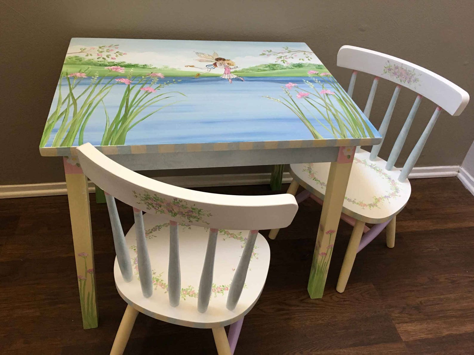 Fairy Table and Chair Set, Hand Painted Child's Table and Chairs, Hand ...