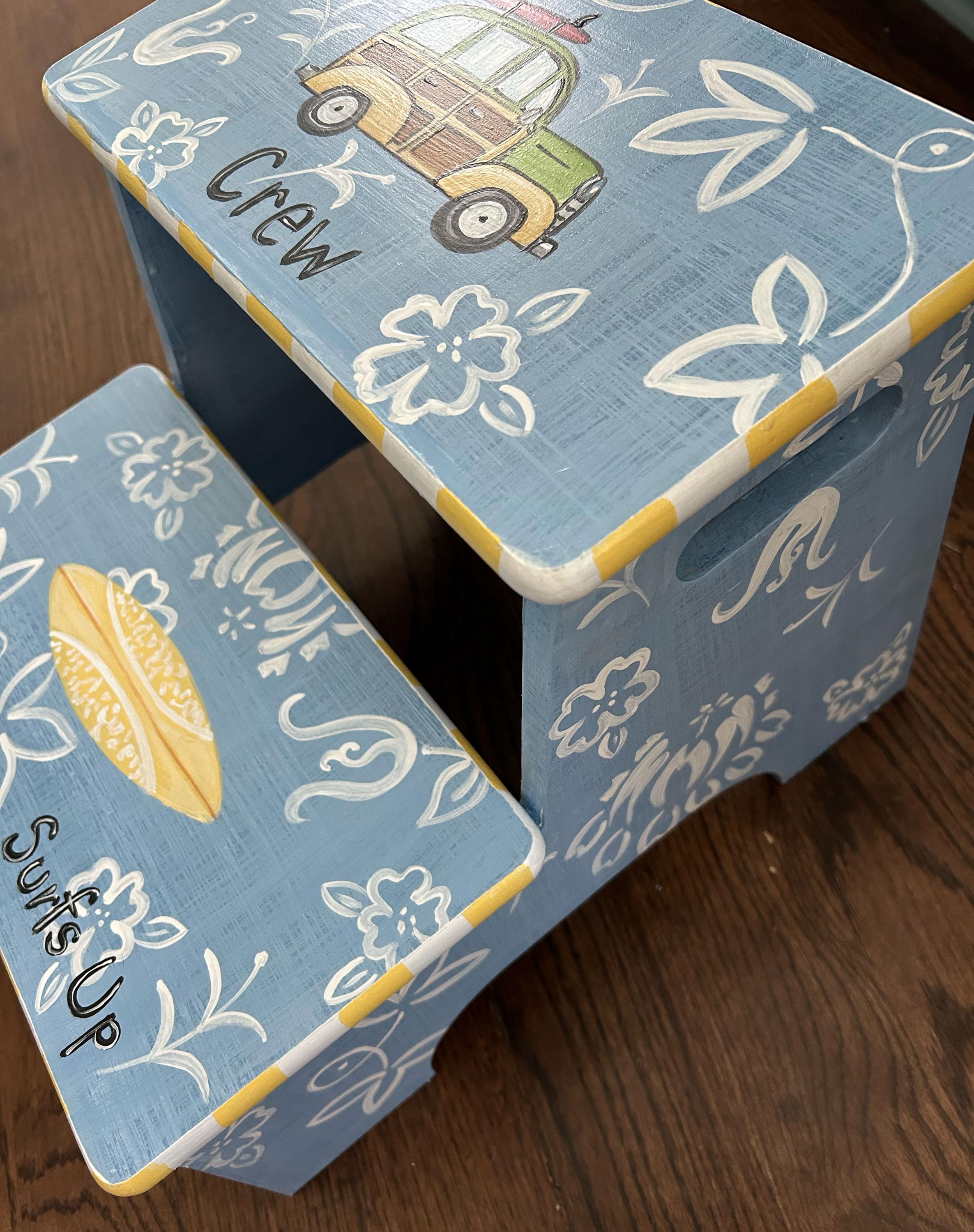Personalized Kids Gifts, Boys Step Stool, Painted Step Stools, Surf's ...