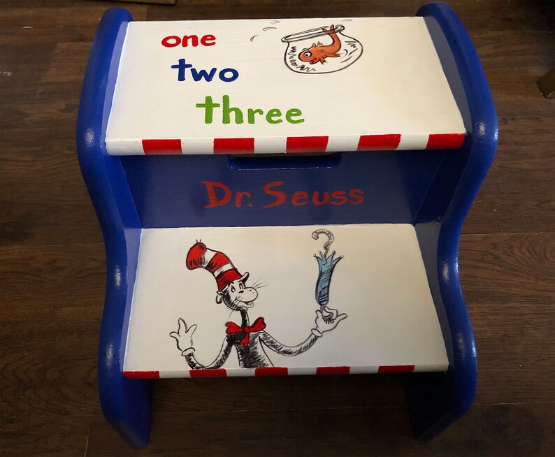 Cat in the Hat Step Stool Hand Painted Step Stool Kids - Etsy