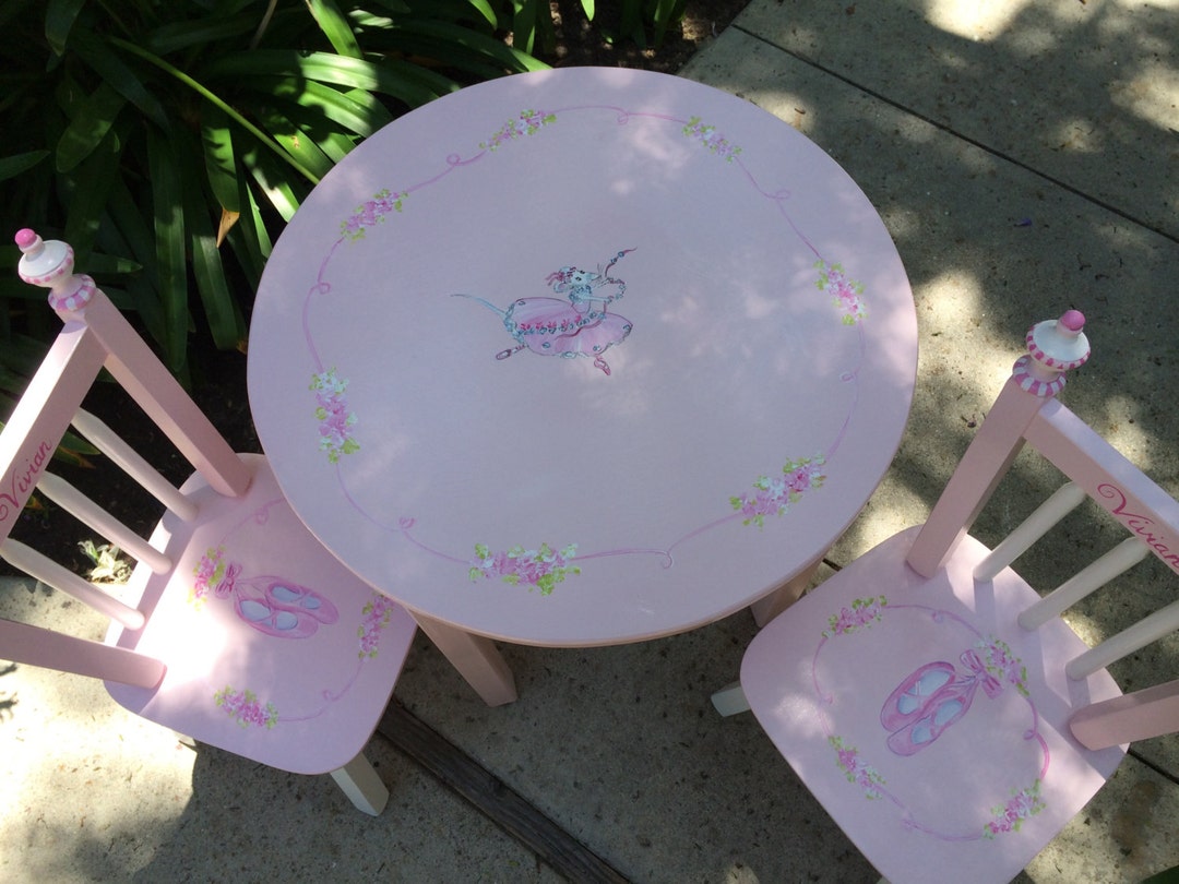 Angelina Ballerina Table Set, Hand Painted Table Set, Kids Furniture ...