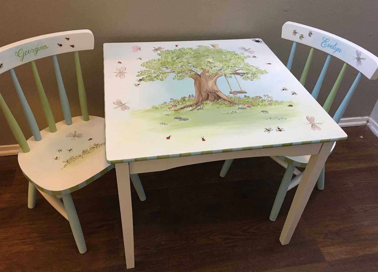Child's Table Set, Hand Painted Table and Chairs, Children's Table and ...