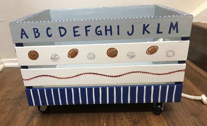 Sports Crate Toy Box, Sports Crate Book Box, Hand Painted Toy Storage ...