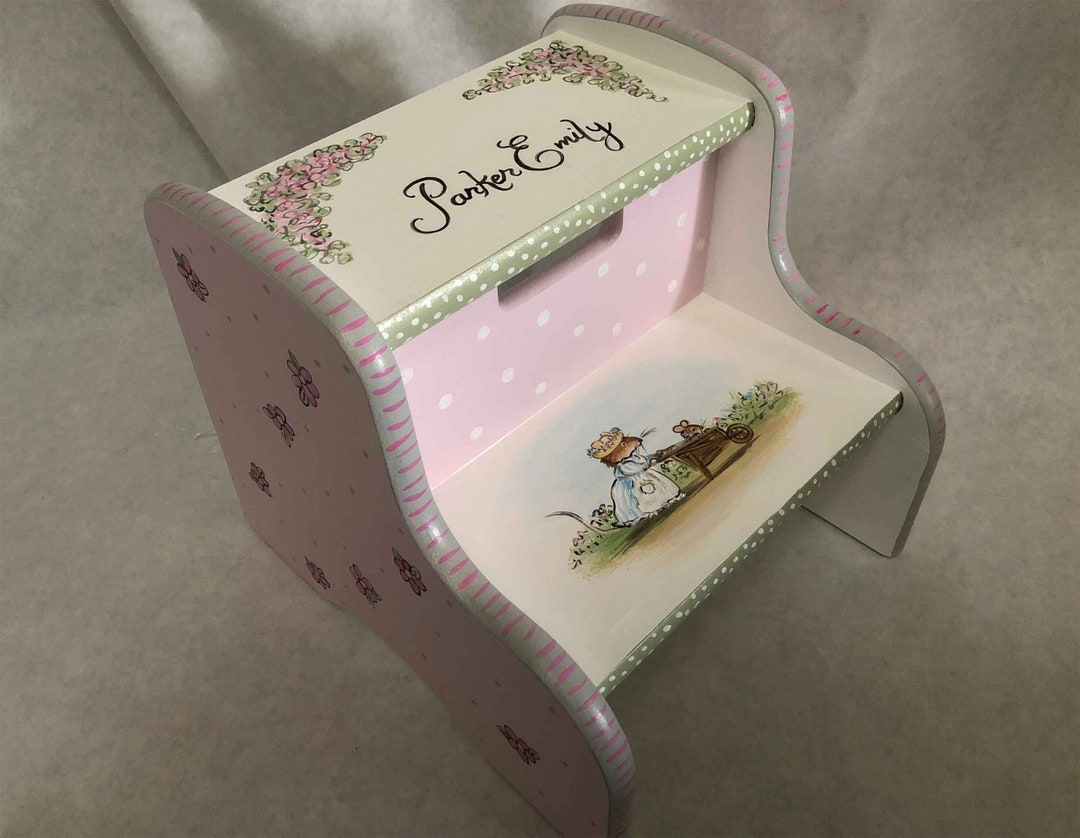 Hand Painted Step Stool, Child's Step Stool, Bathroom Step Stool, Kids ...