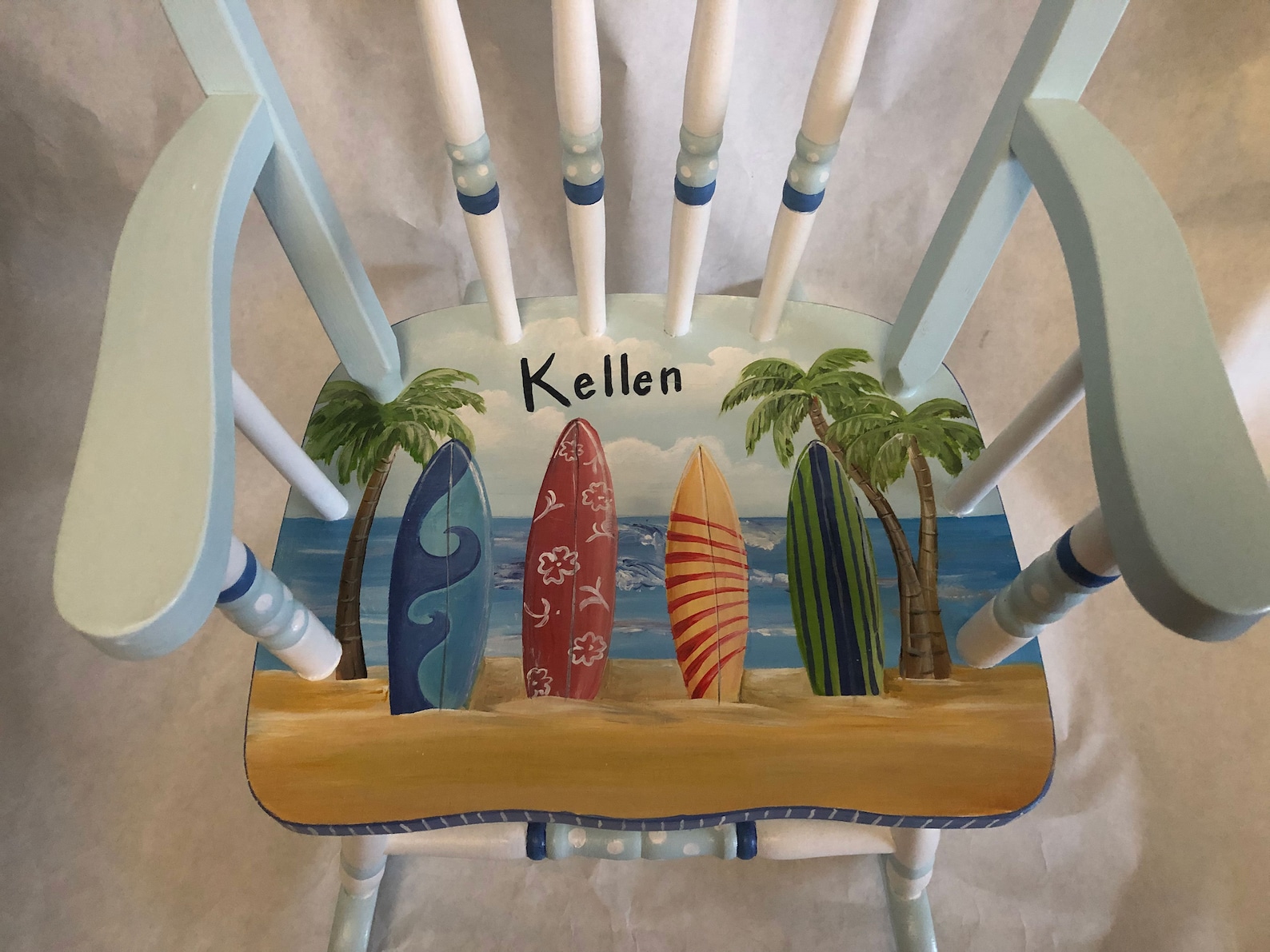 Personalized Hand Painted Rocking Chair, Surf Rocking Chair, Hand ...