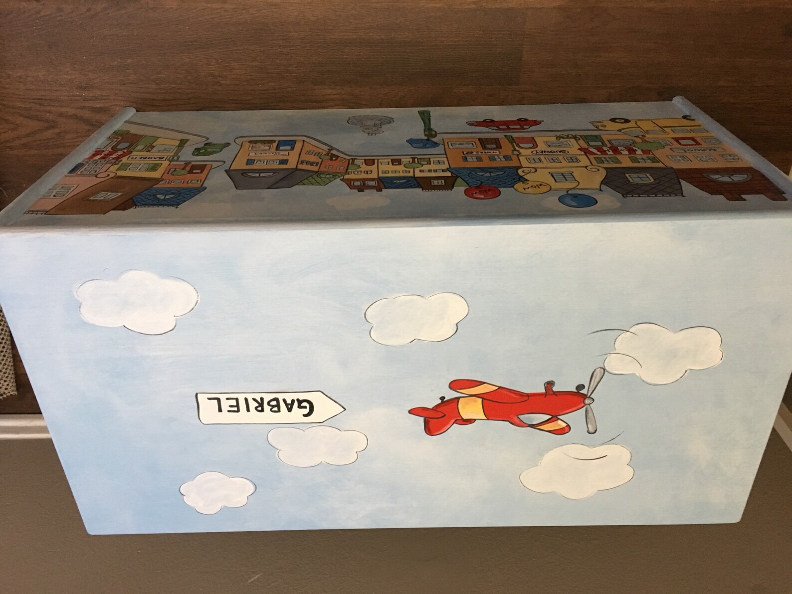 Toy Box, Painted Toy Box, Boys Hand Painted Toy Box, Children's Toy Box ...