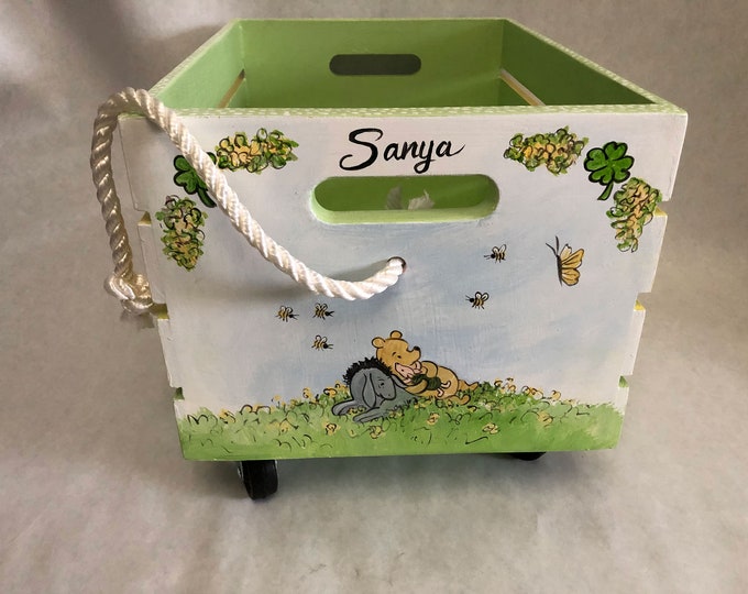Book Crate, Kids Toy Crate, Hand Painted Kids Book Storage - Etsy
