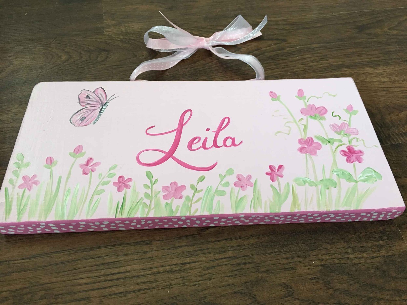 Girls Name Sign Hand Painted Flower Name Sign Girls Door - Etsy