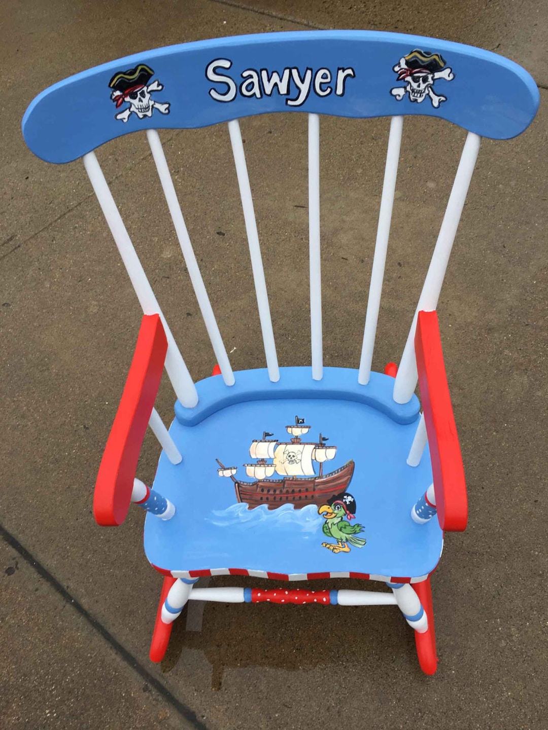 Pirate Rocking Chair, Kids Personalized Rockers, Hand Painted Rocking ...