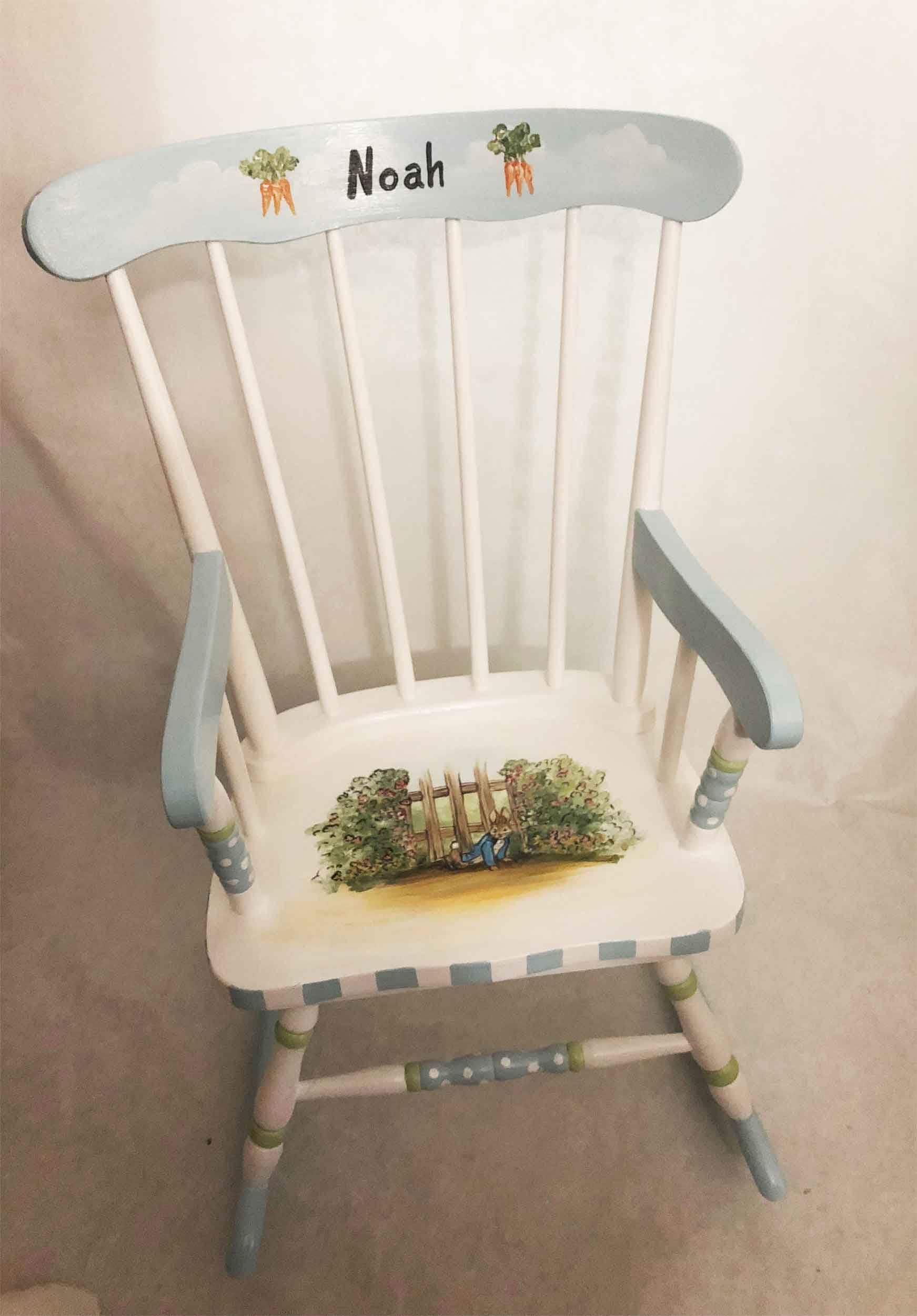 peter rabbit rocking chair hand painted child's rocker | Etsy