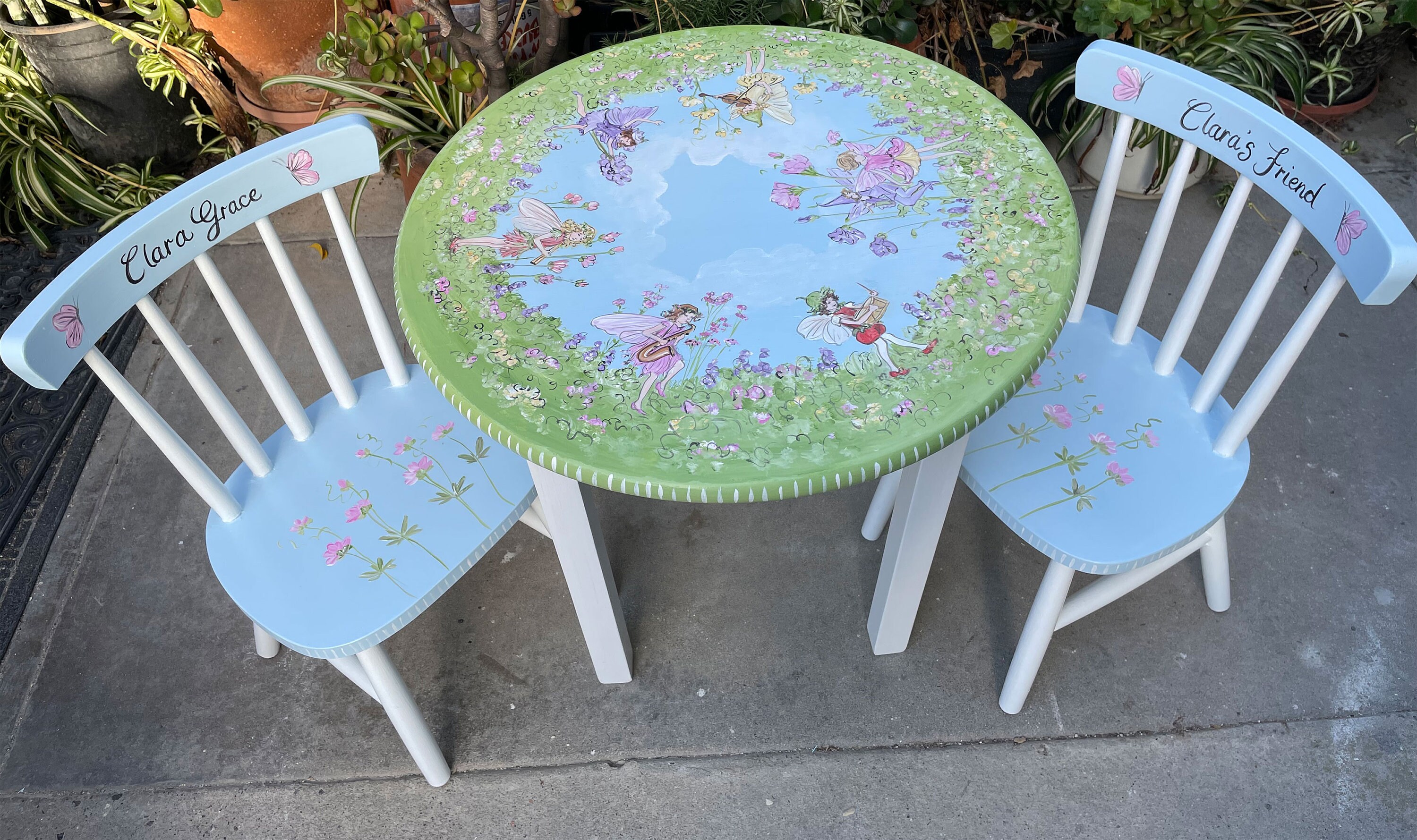 Hand Painted Kids Table Set, Fairly Table Set, Children's Furniture ...
