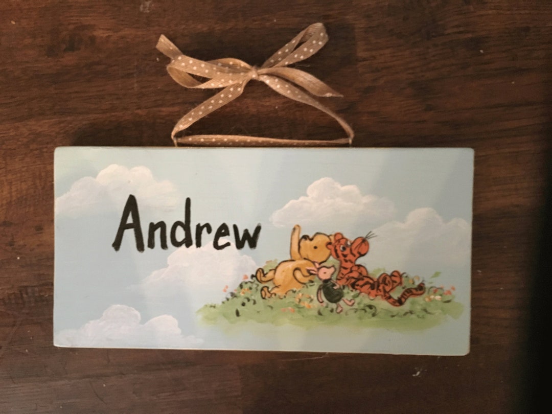 Name Sign, Kids Name Sign, Kids Room Decor, Custom Name Sign, Pooh Name ...