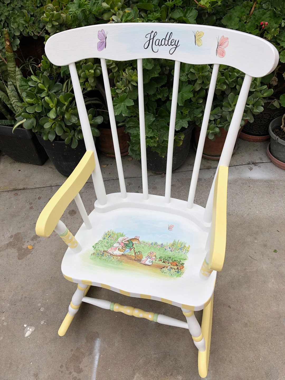 Child's Rocking Chair, Mice Picnic Rocking Chair, Hand Painted Rocking ...