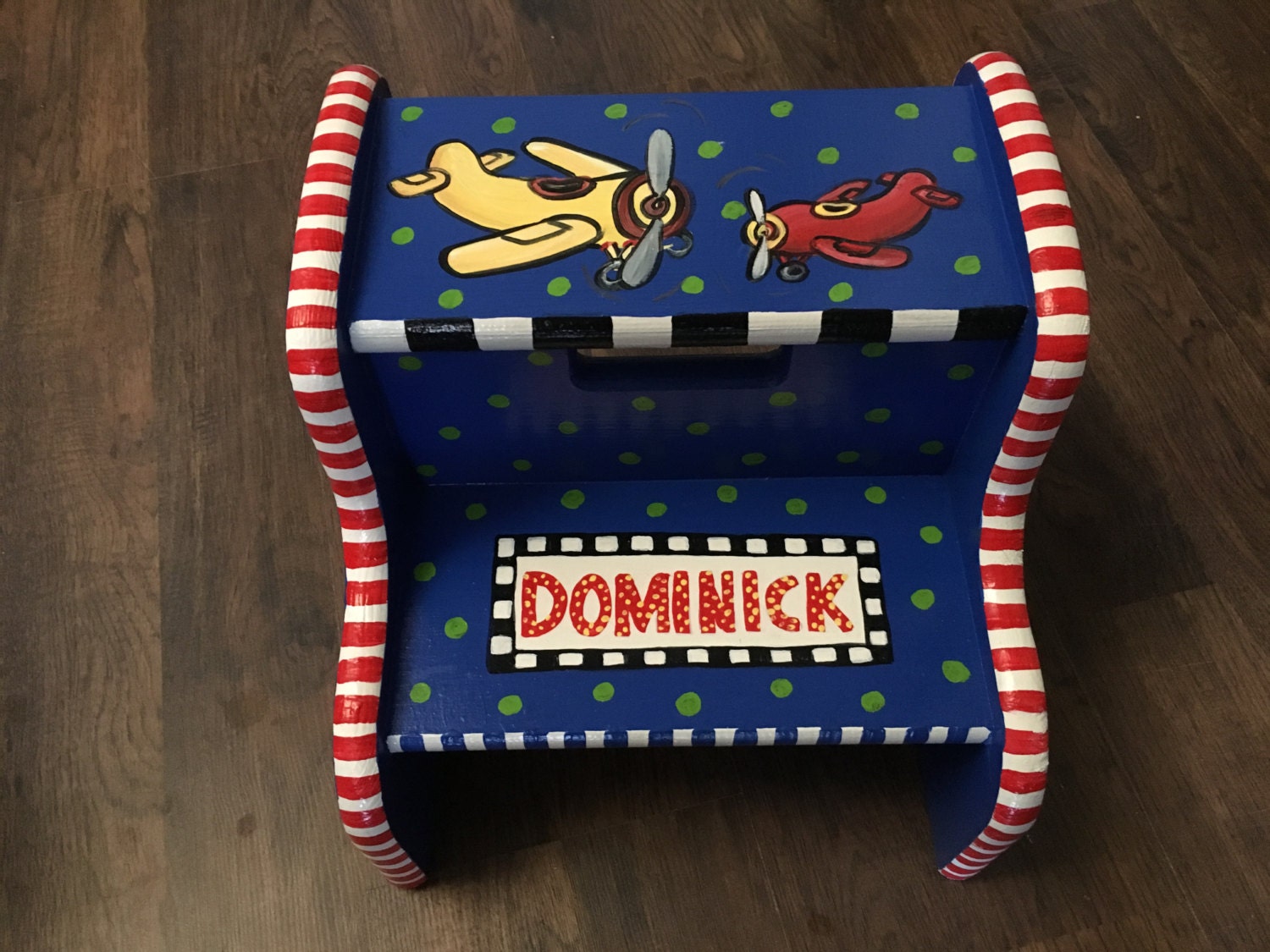 Hand Painted Kids Airplane 2 Step Stool, Kids Painted Furniture ...