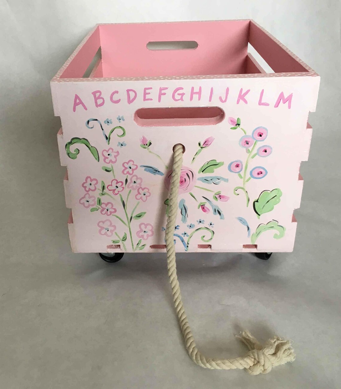 Pink Flower Crate Toy Box Crate Book Box Kids Crate Toy Box | Etsy