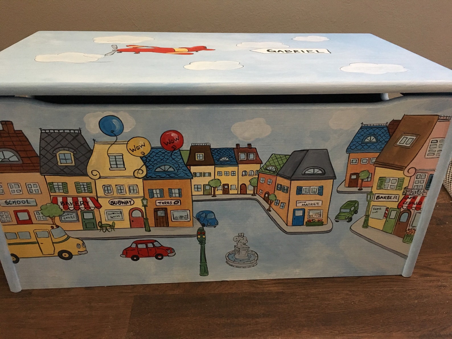 Toy Box, Painted Toy Box, Boys Hand Painted Toy Box, Children's Toy Box ...