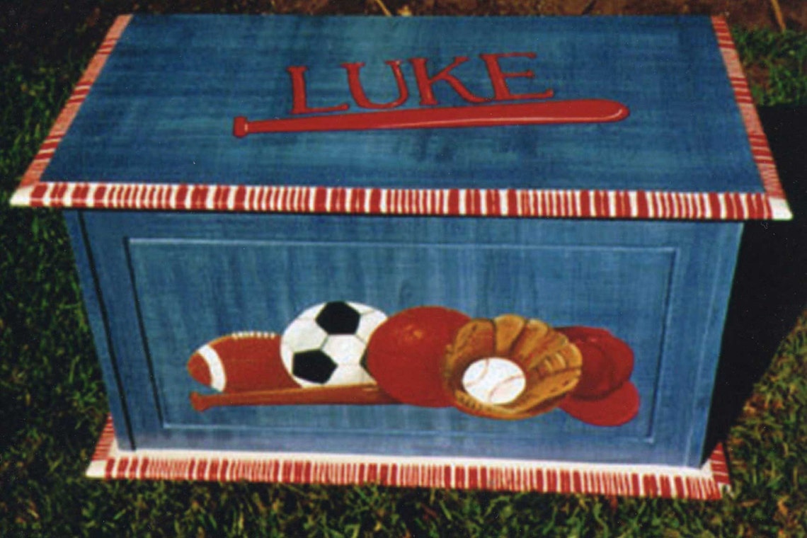 Hand Painted Kids Furniture, Sports Toy Box, Painted Toy Chest ...