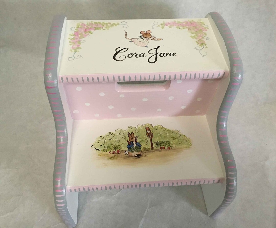 Hand Painted Child's Step Stool, Bathroom Step Stool, Wood Step Stool ...