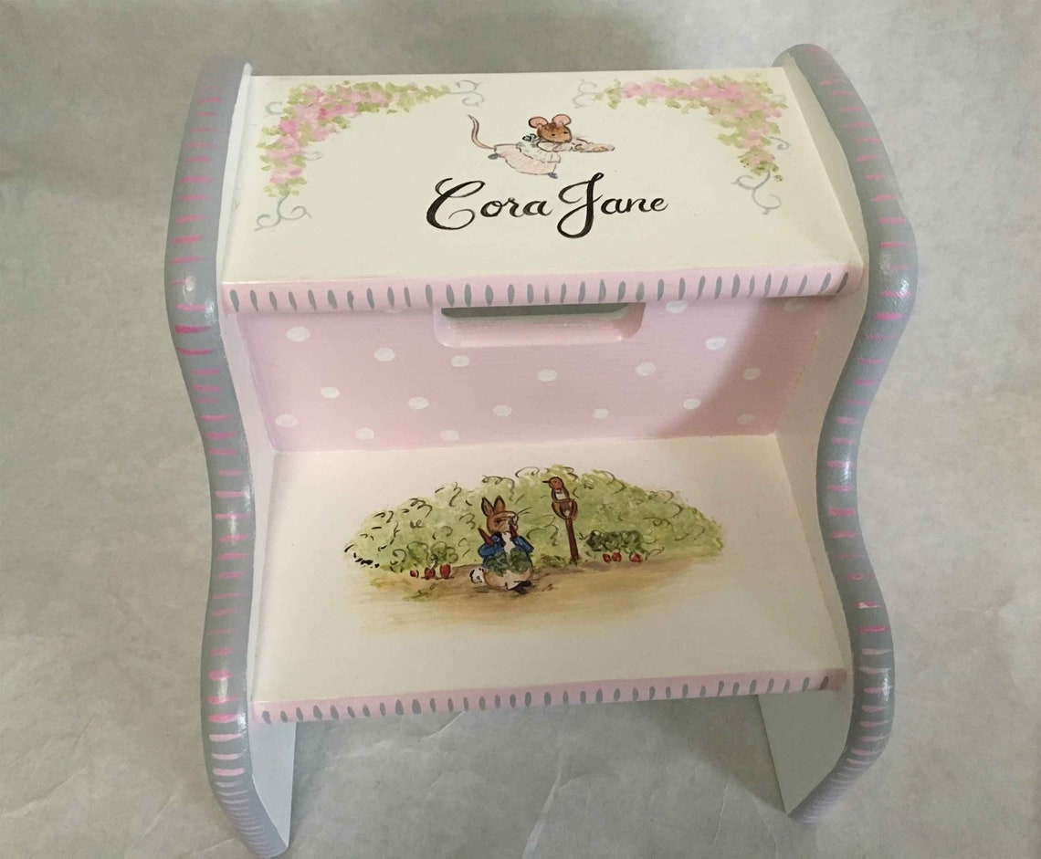 Hand Painted Child's Step Stool Bathroom Step Stool Wood - Etsy