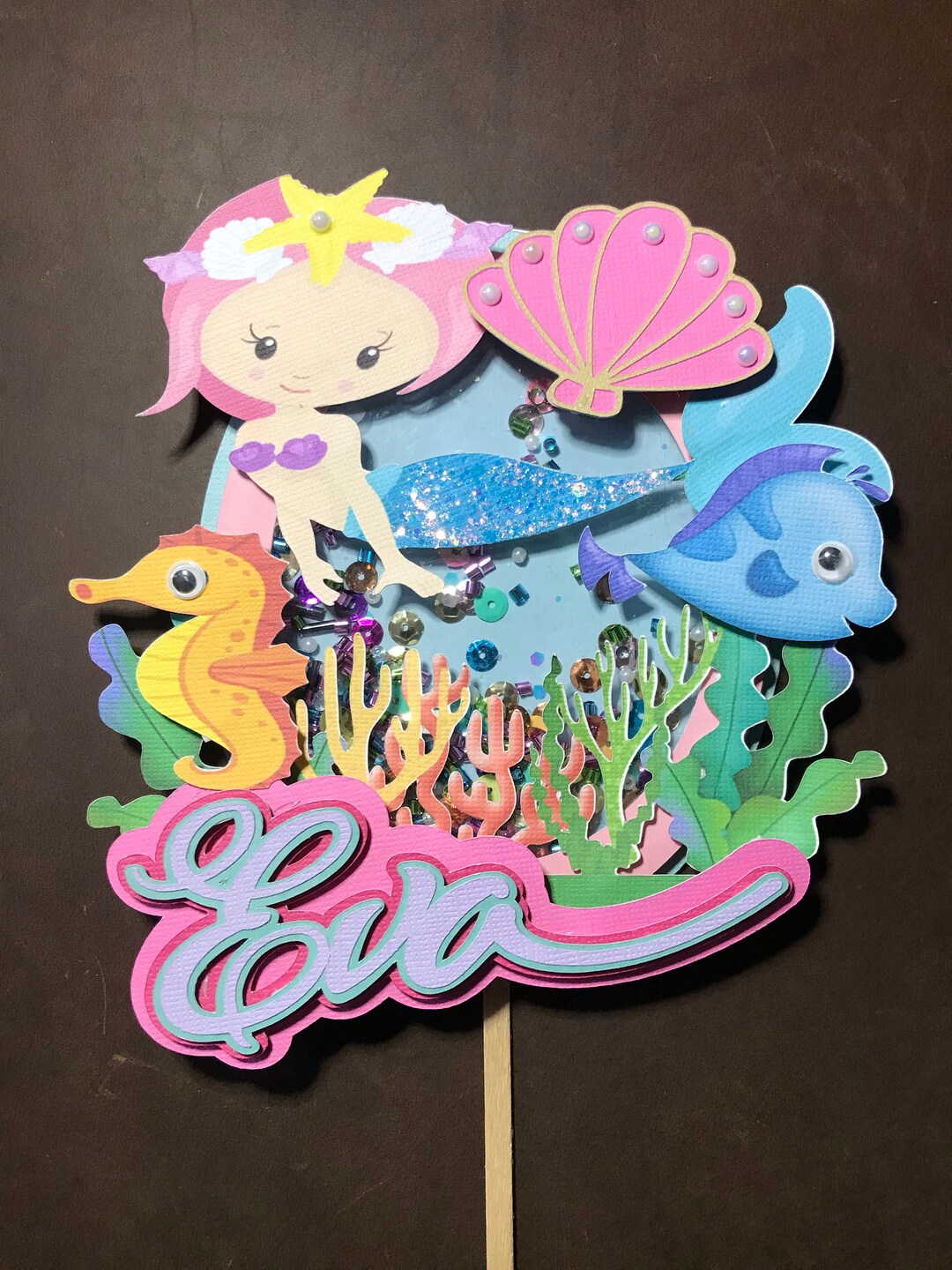Mermaid Cake Topper 3D - Birthday Cake Topper - Personalized Cake ...