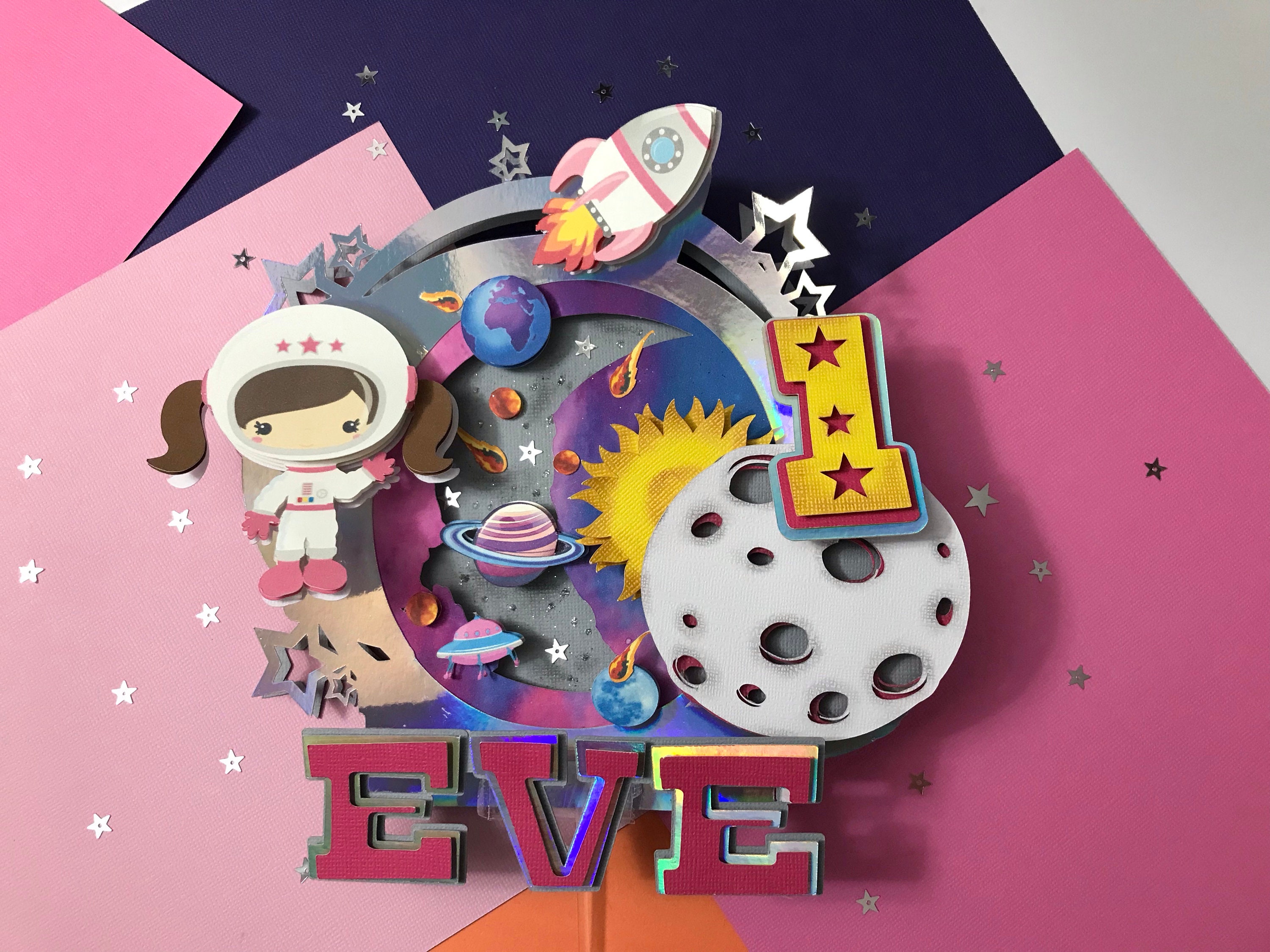 Boy or Girl Astronaut 3D Space Cake Topper Astronaut Wall Art Space ...