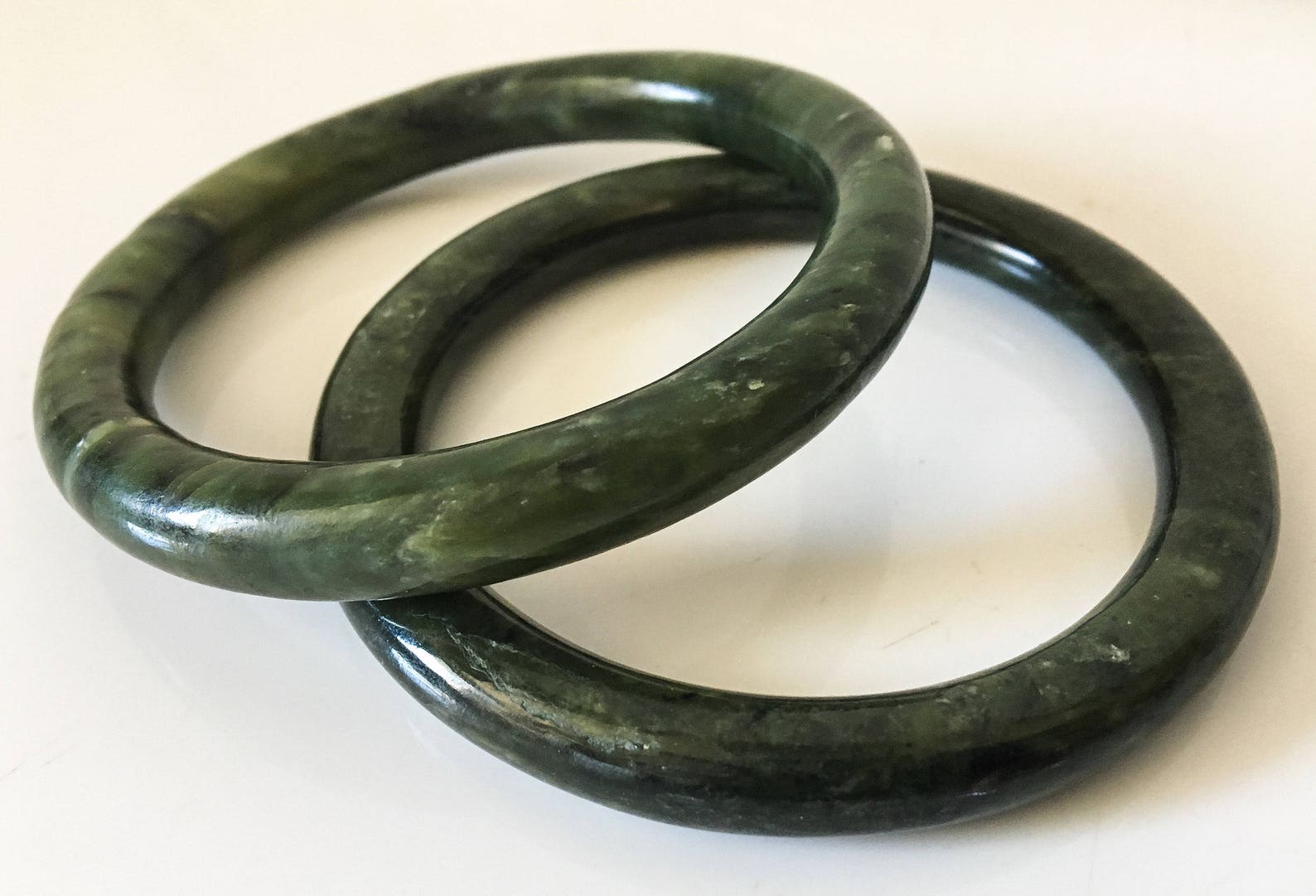 Vintage Jade Bangles // A PAIR of Jade Bangles // Two Matching Dark ...