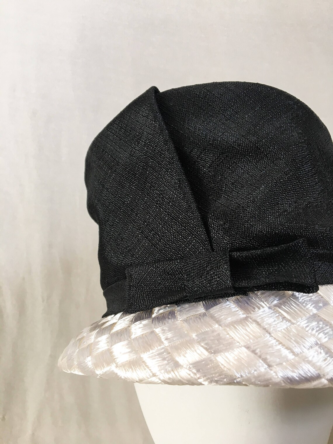 Vintage 50s 60s Black & White Straw Mod Bucket Hat / Mid - Etsy