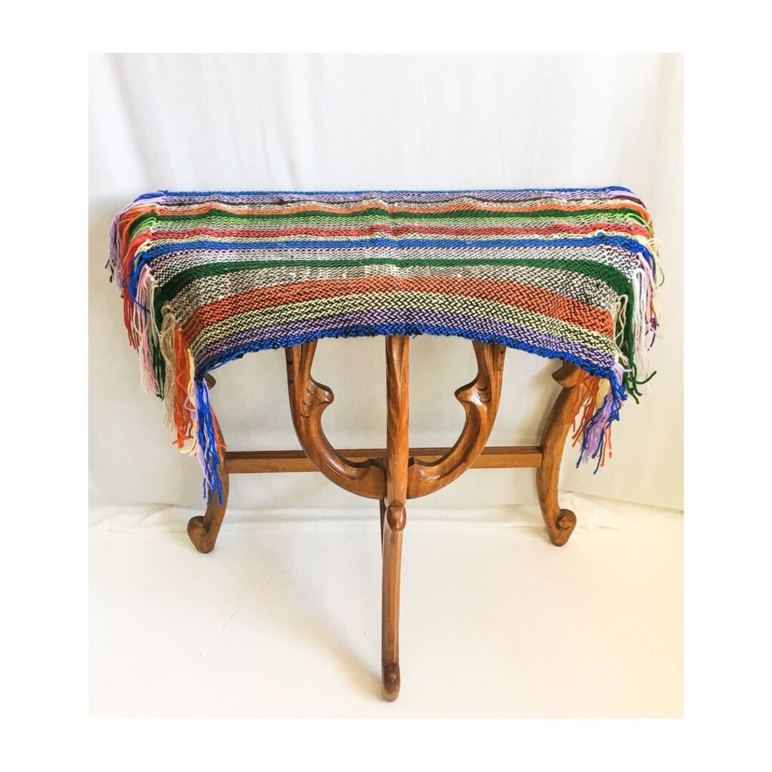 Vintage Table Runner / Hand Woven Rag Style Textured Table Mat W ...