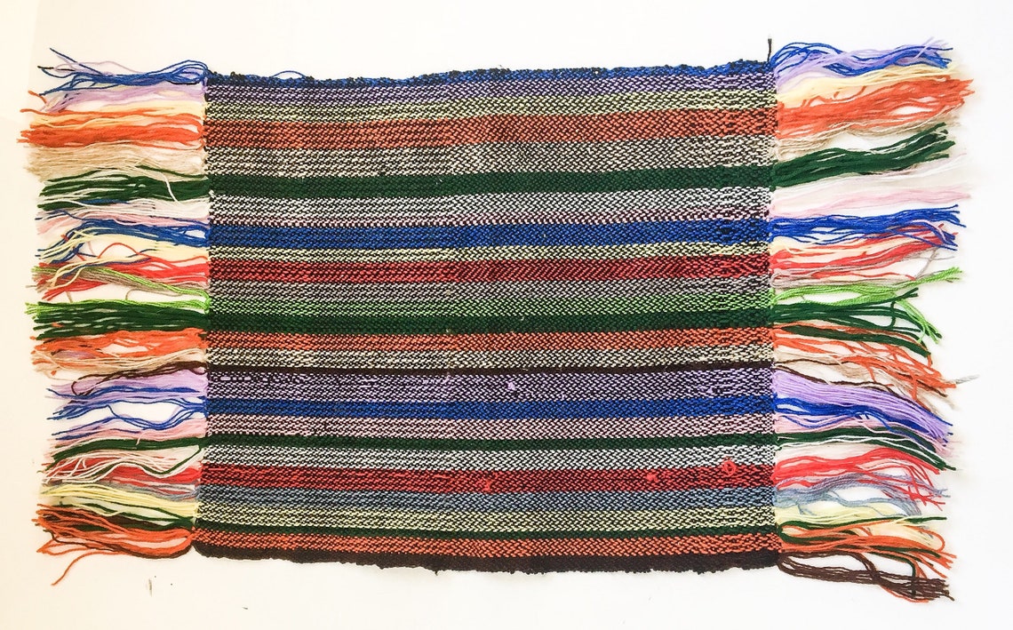 Vintage Table Runner / Hand Woven Rag Style Textured Table Mat - Etsy