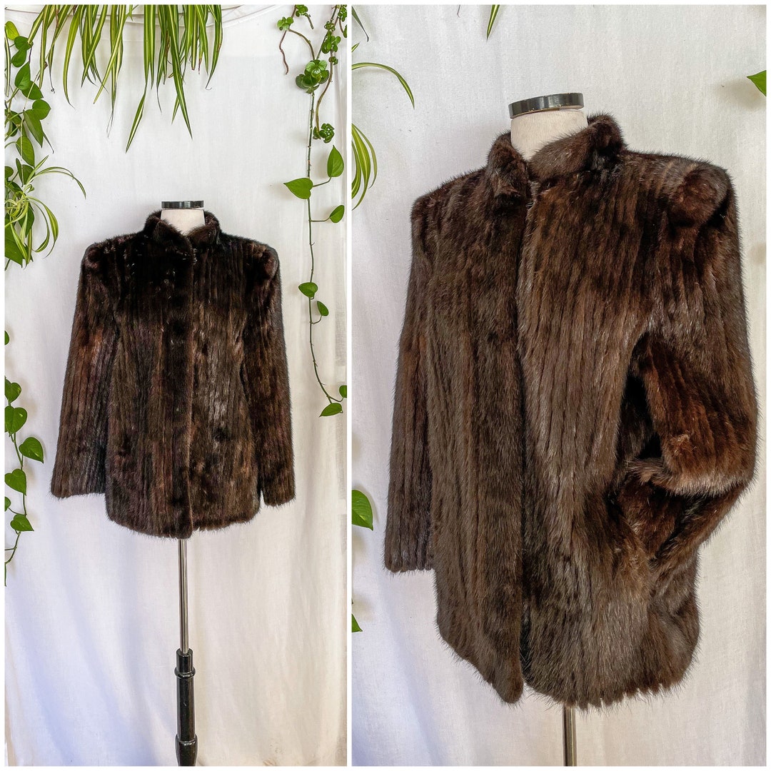 Vintage Dark Brown Mink Fur Coat / Saga Mink Fur Jacket / Dark Mink Fur ...