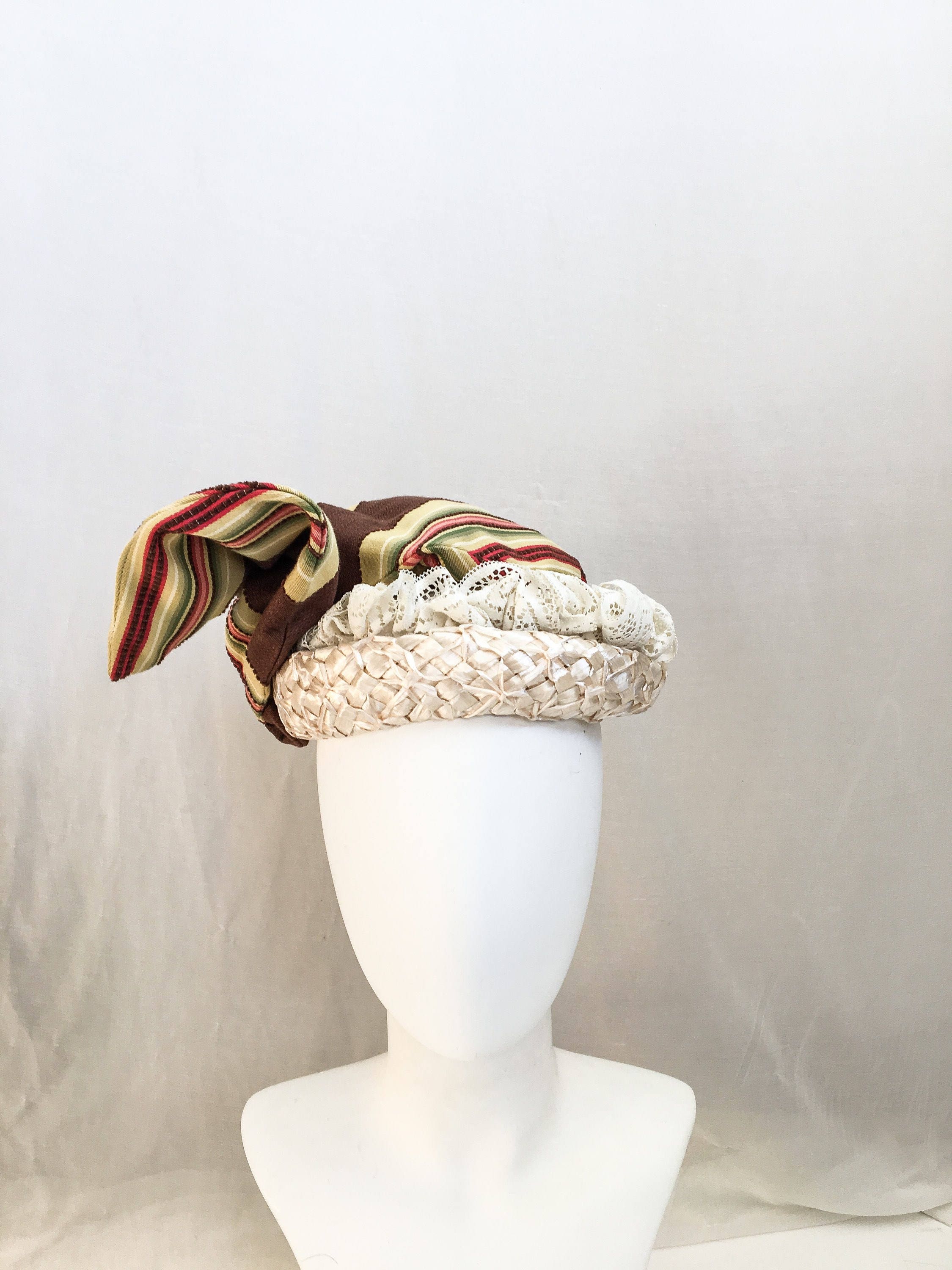 Vintage Hat // 1950s - 1960s Does 1800s // Michelle Straw Hat W/ Added ...